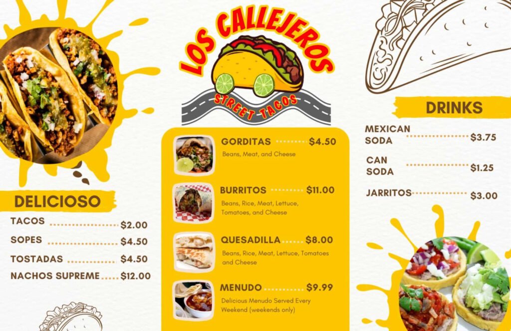 Food Menu – Tacos Los Callejeros
